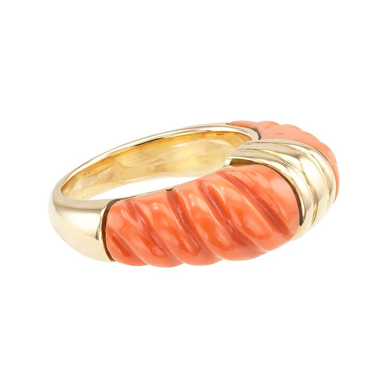Estate Coral Gold Ring Band at 1stDibs