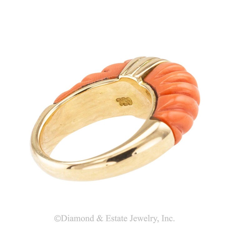 Estate Coral Gold Ring Band at 1stDibs
