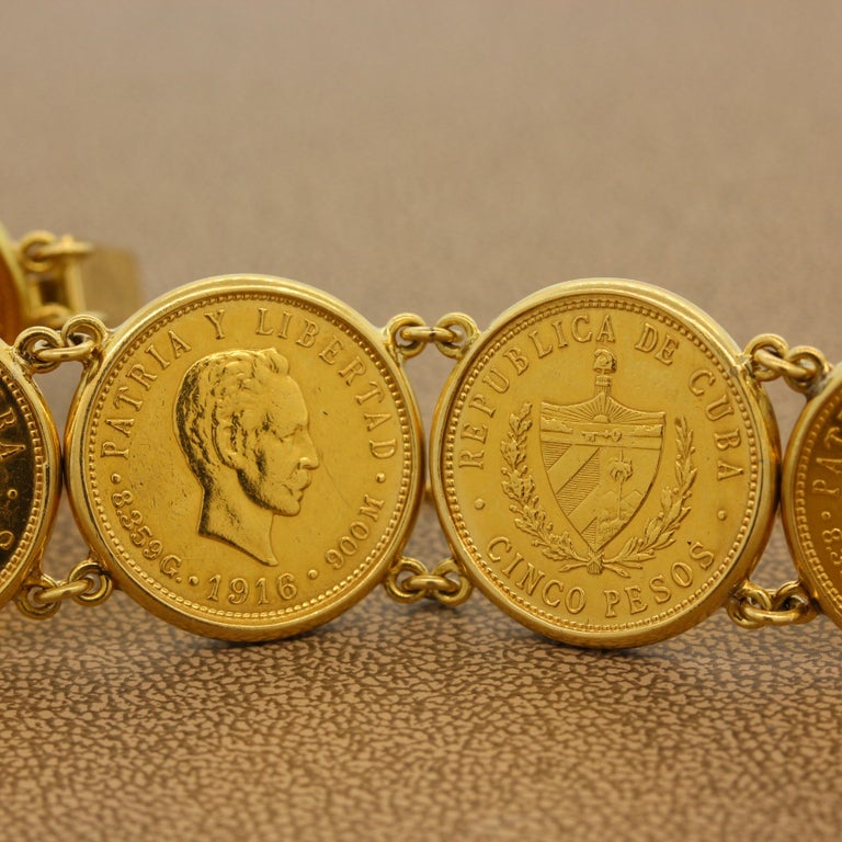 Estate Cuban Peso Gold Coin Bracelet For Sale at 1stDibs | cuban coin ...