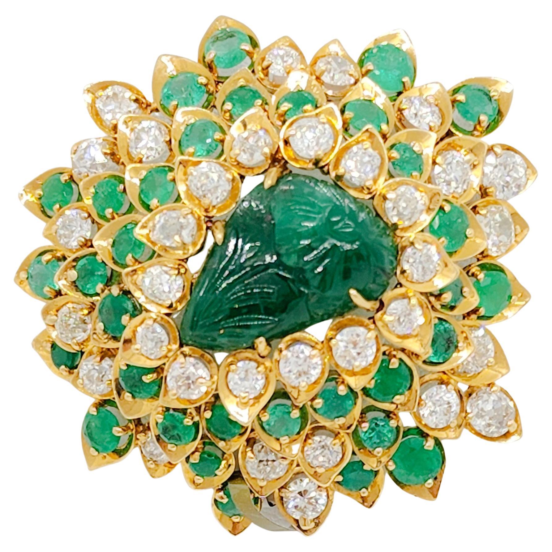 Estate David Webb 18K Gold Turquoise and Diamond Brooch For Sale at ...