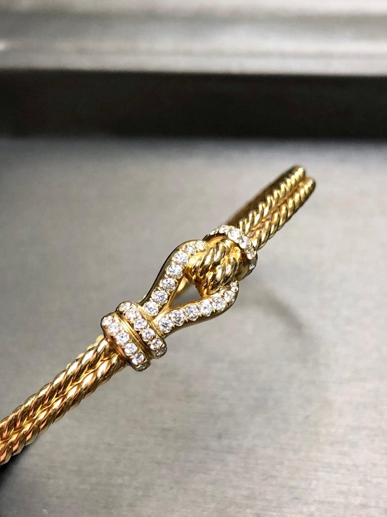 Estate David Yurman 18k Thoroughbred Diamond Loop Bracelet For Sale at 1stDibs