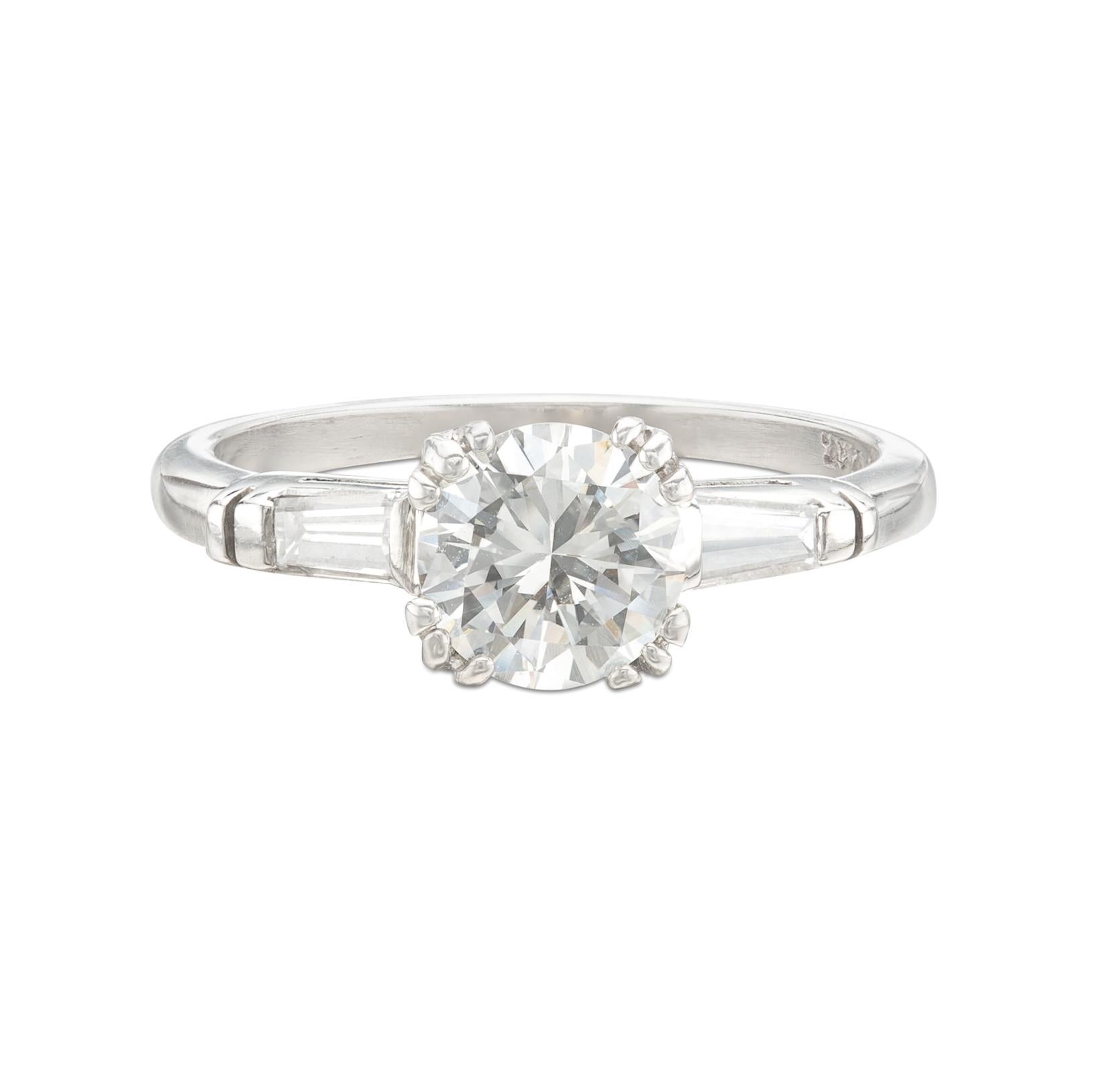 Diamond Platinum Edwardian Engagement Ring at 1stDibs