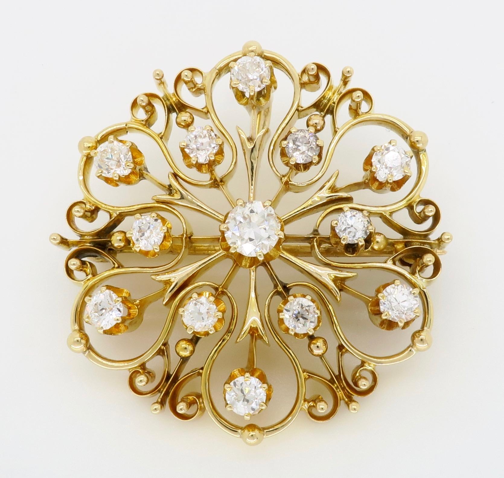 Estate Diamond Brooch at 1stDibs