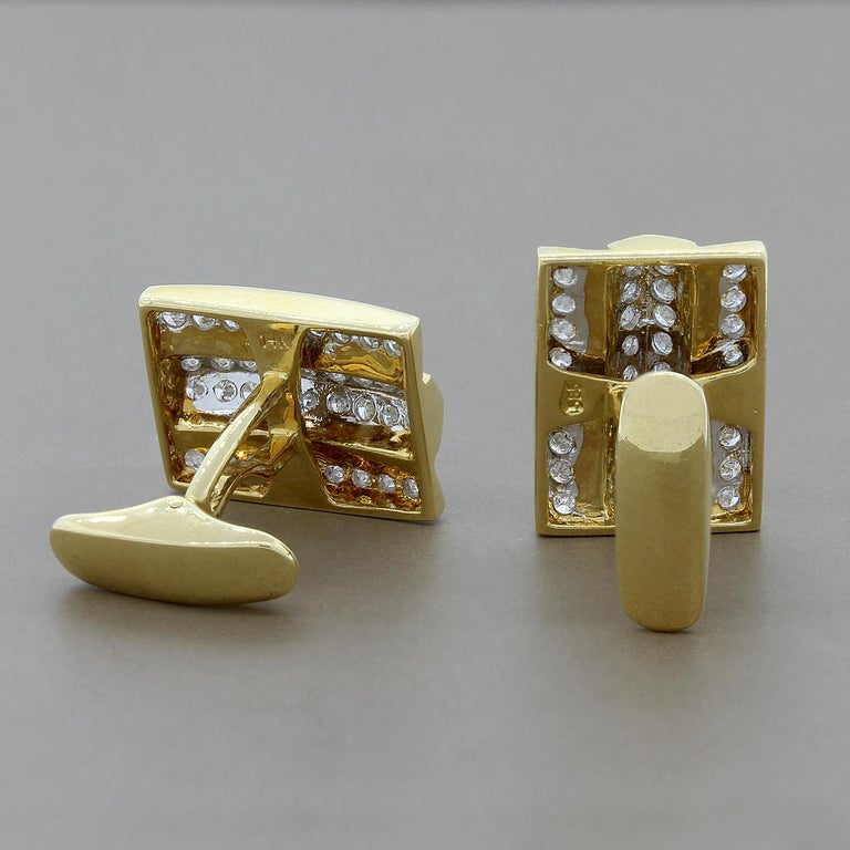 Estate Diamond Gold Cufflinks For Sale at 1stDibs