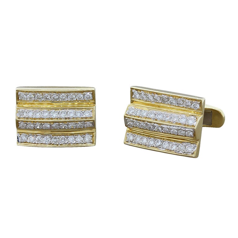 Estate Diamond Gold Cufflinks For Sale at 1stDibs