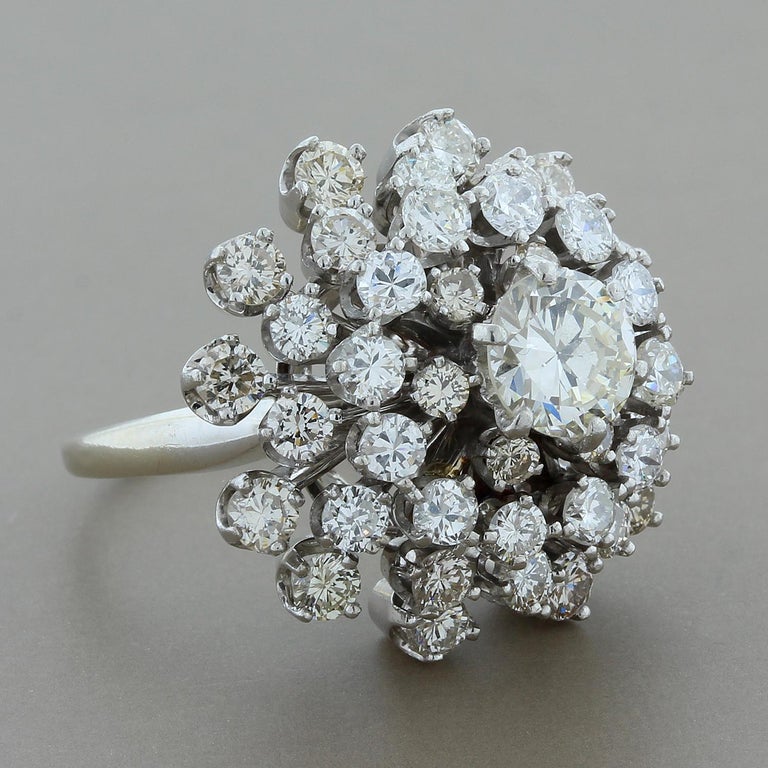 Estate Diamond Gold Domed Flower Cluster Ring at 1stDibs | diamond ...