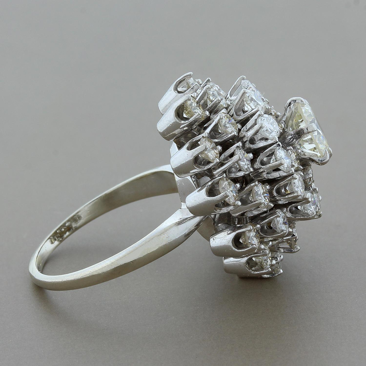 Estate Diamond Gold Domed Flower Cluster Ring at 1stDibs | diamond ...