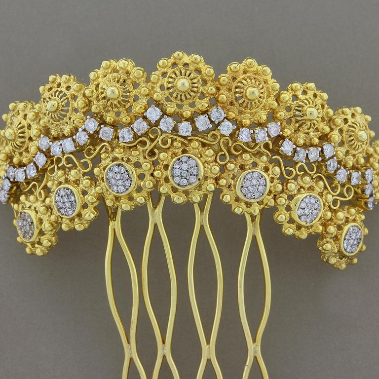 Estate Diamond Gold French Hair Comb at 1stDibs | diamond hair comb ...