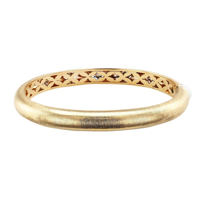 Estate Diamond Gold Italian Bangle Bracelet For Sale at 1stDibs