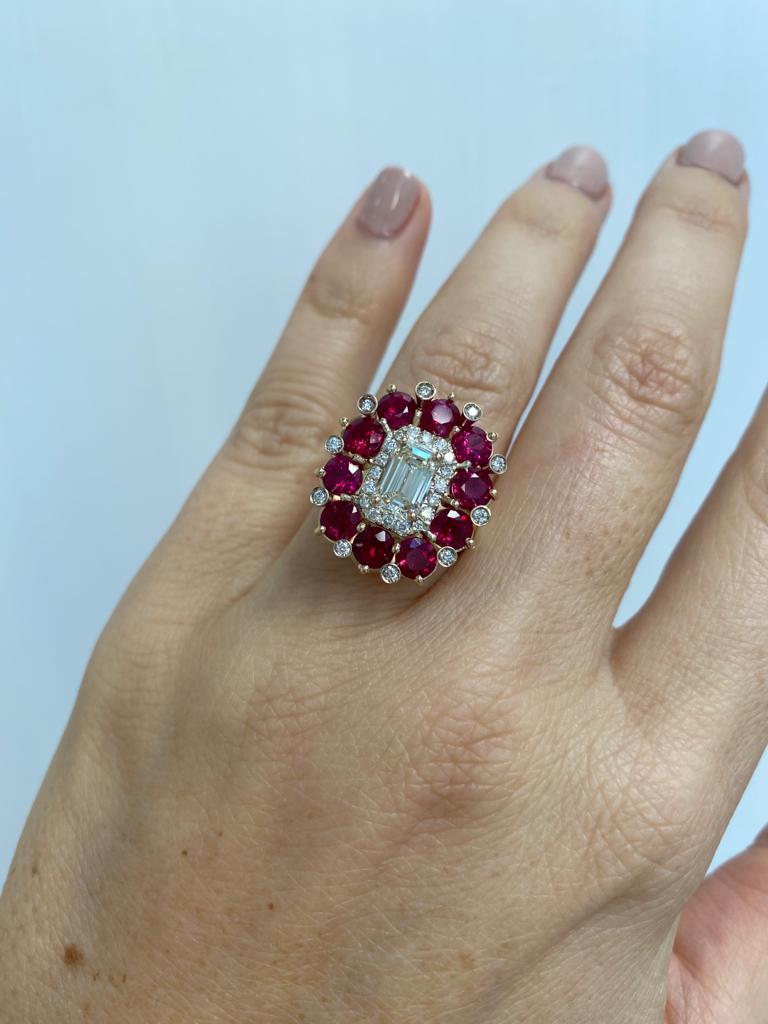 Estate Diamond Natural Ruby Cocktail Ring at 1stDibs