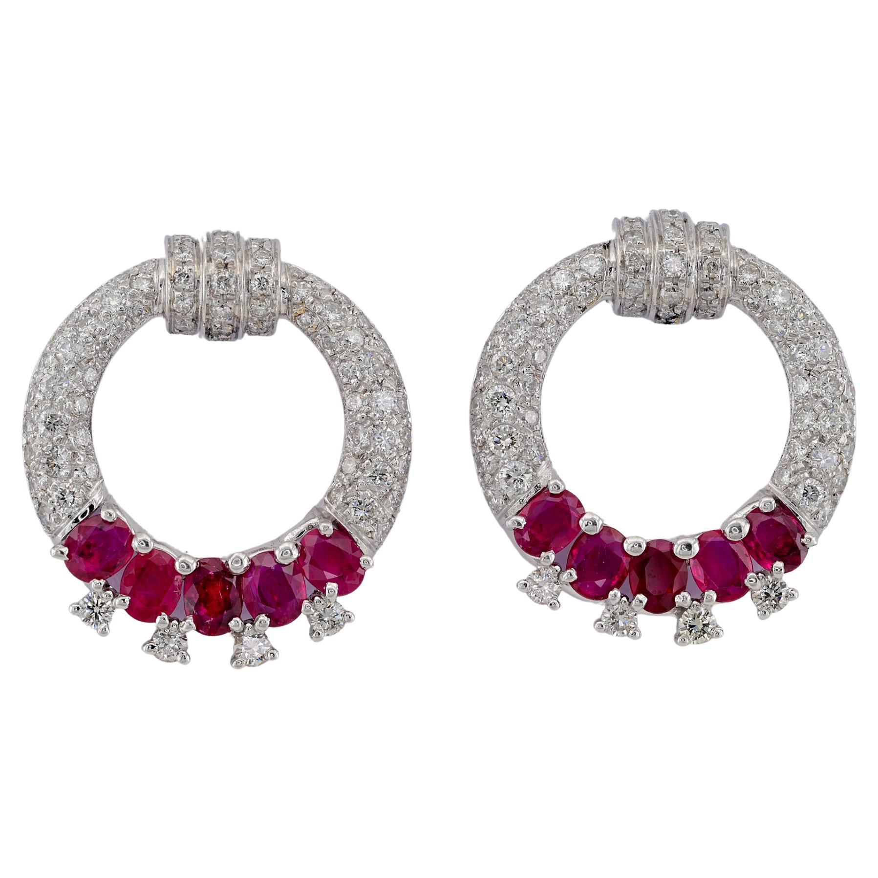 Antique Ruby Hoop Earrings - 275 For Sale at 1stDibs