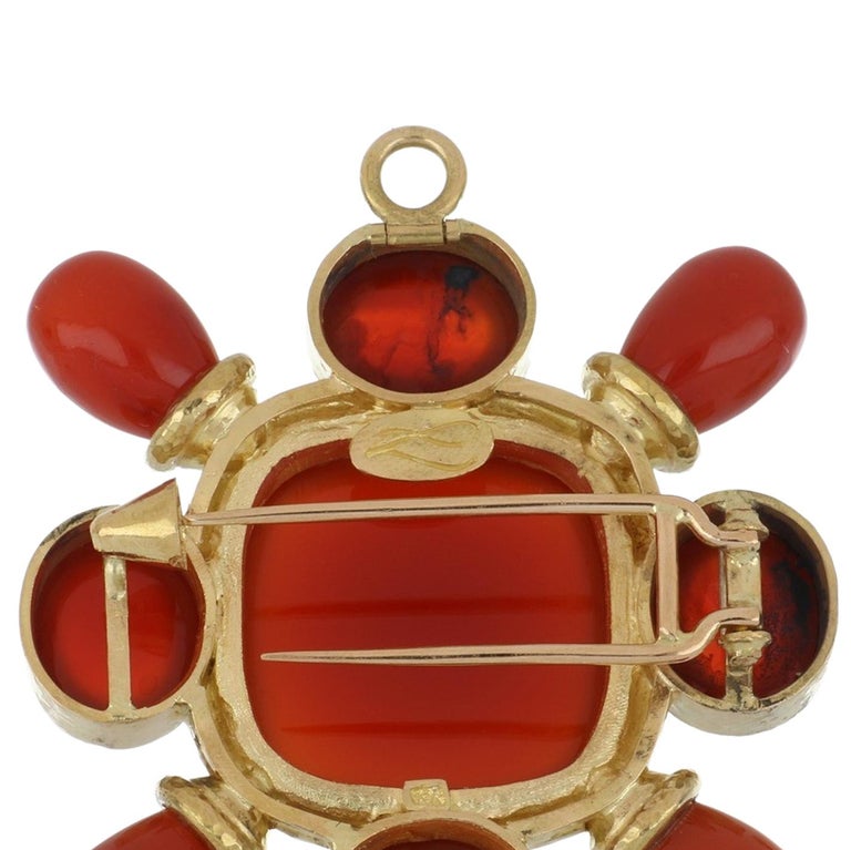 Estate Elizabeth Locke 19K Gold Carnelian Pin / Pendant For Sale at 1stDibs