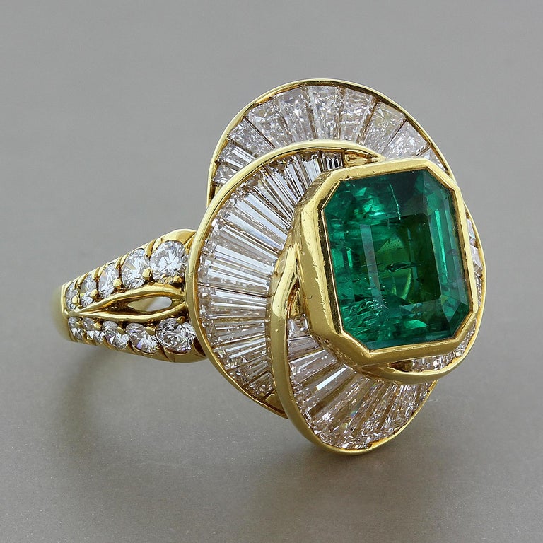 Estate Emerald Diamond Gold Ring For Sale at 1stDibs | emerald estate ring