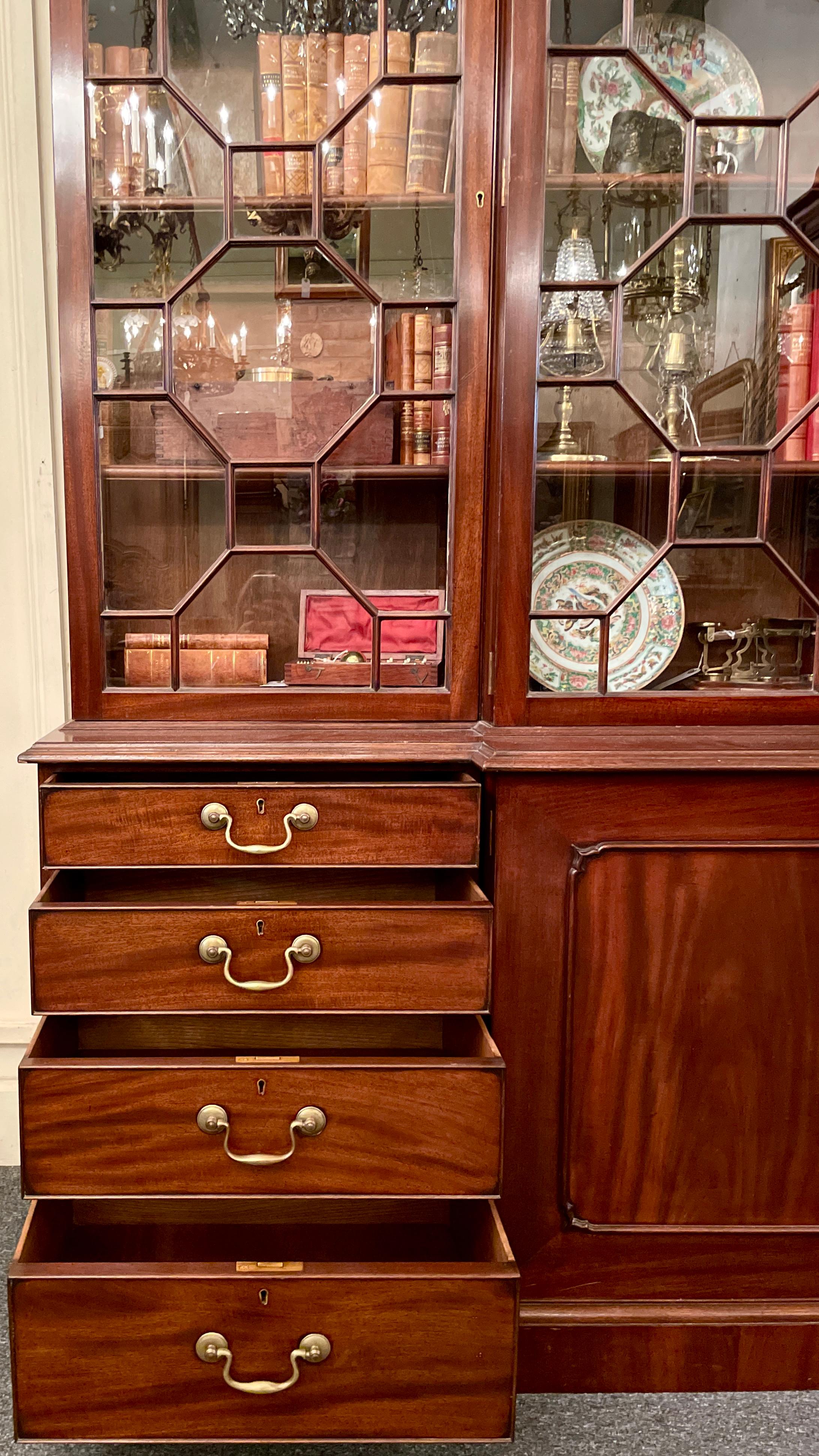 Estate English Mahogany and Oak Bookcase with Brass Hardware, Circa ...