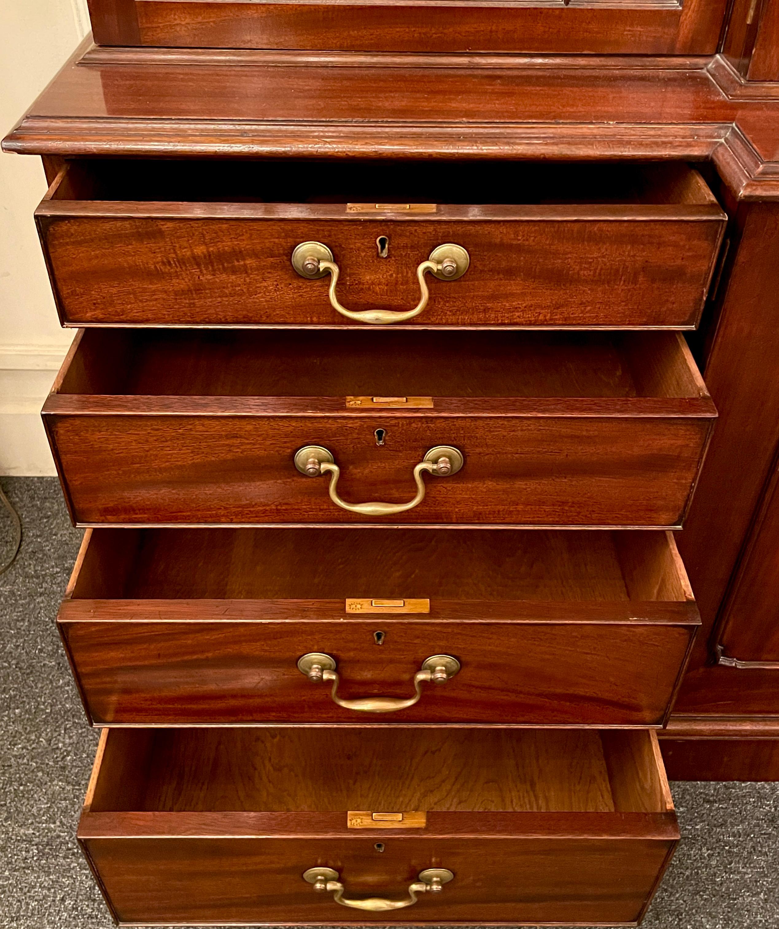 Estate English Mahogany and Oak Bookcase with Brass Hardware, Circa ...