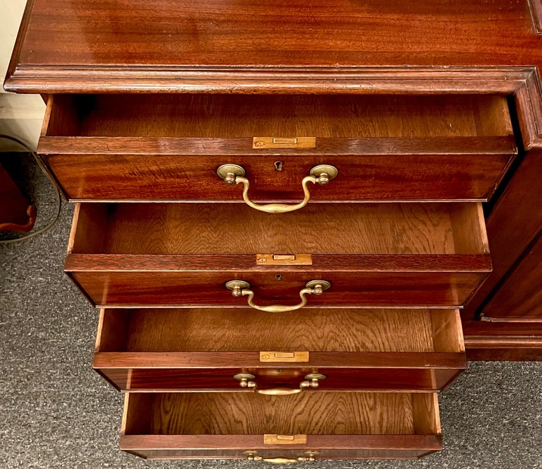 Estate English Mahogany and Oak Bookcase with Brass Hardware, Circa ...