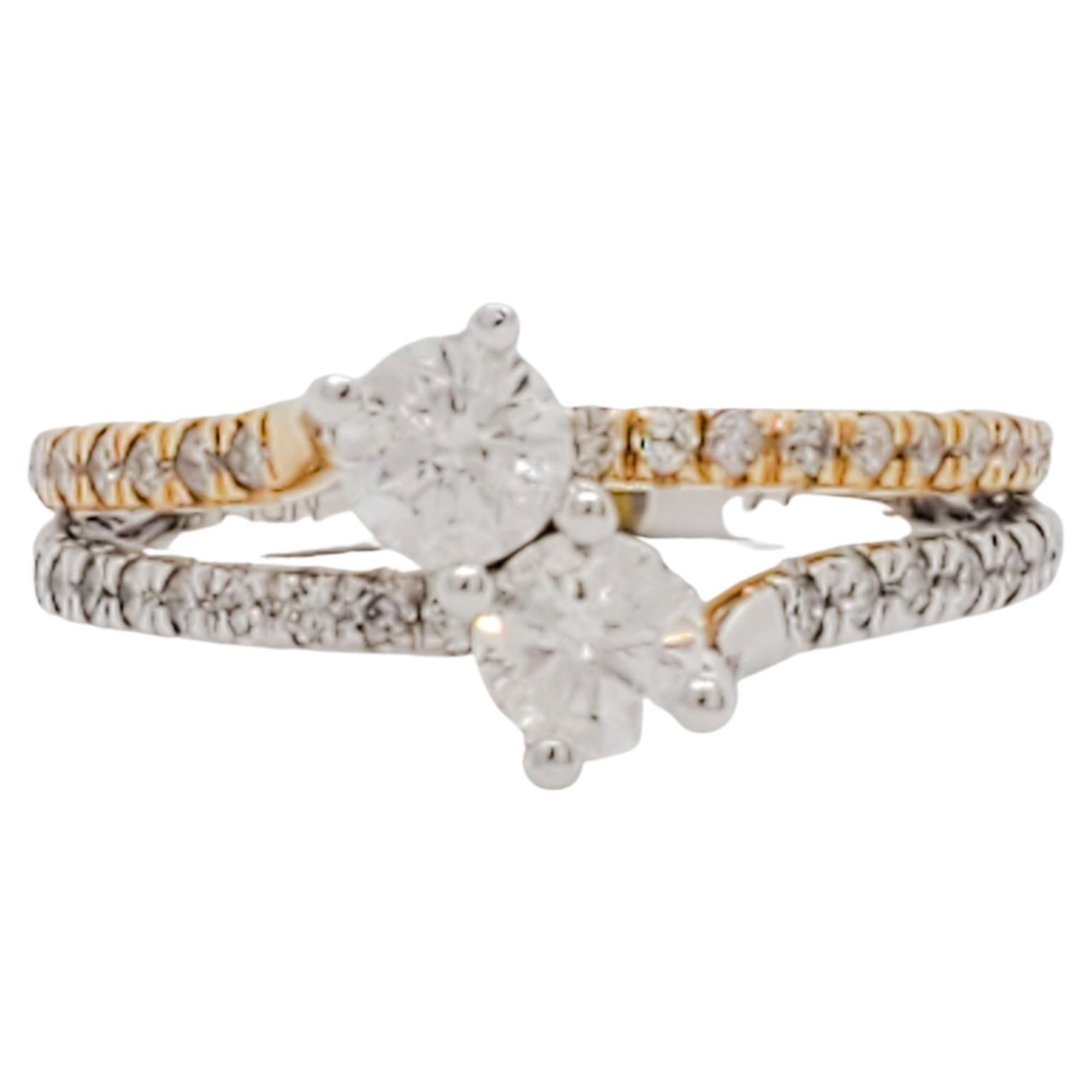 Vintage Estate 14 Karat Two-Tone Gold Diamond Ring For Sale at 1stDibs