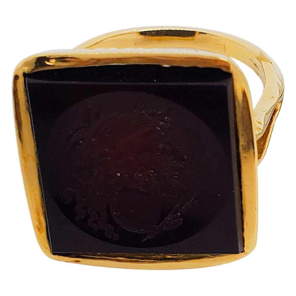 Estate Face of Jesus Ring in 14k Yellow Gold at 1stDibs | jesus face ring