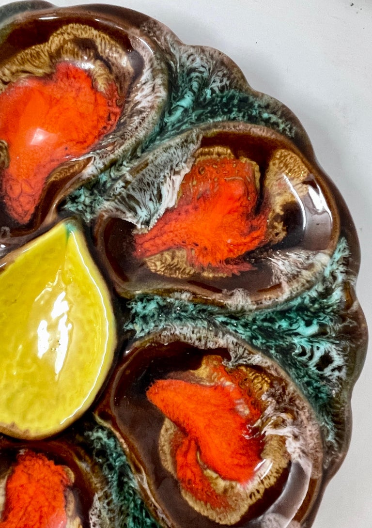 Estate French Faience Hand-Painted "Vallauris" Pottery Porcelain Oyster ...