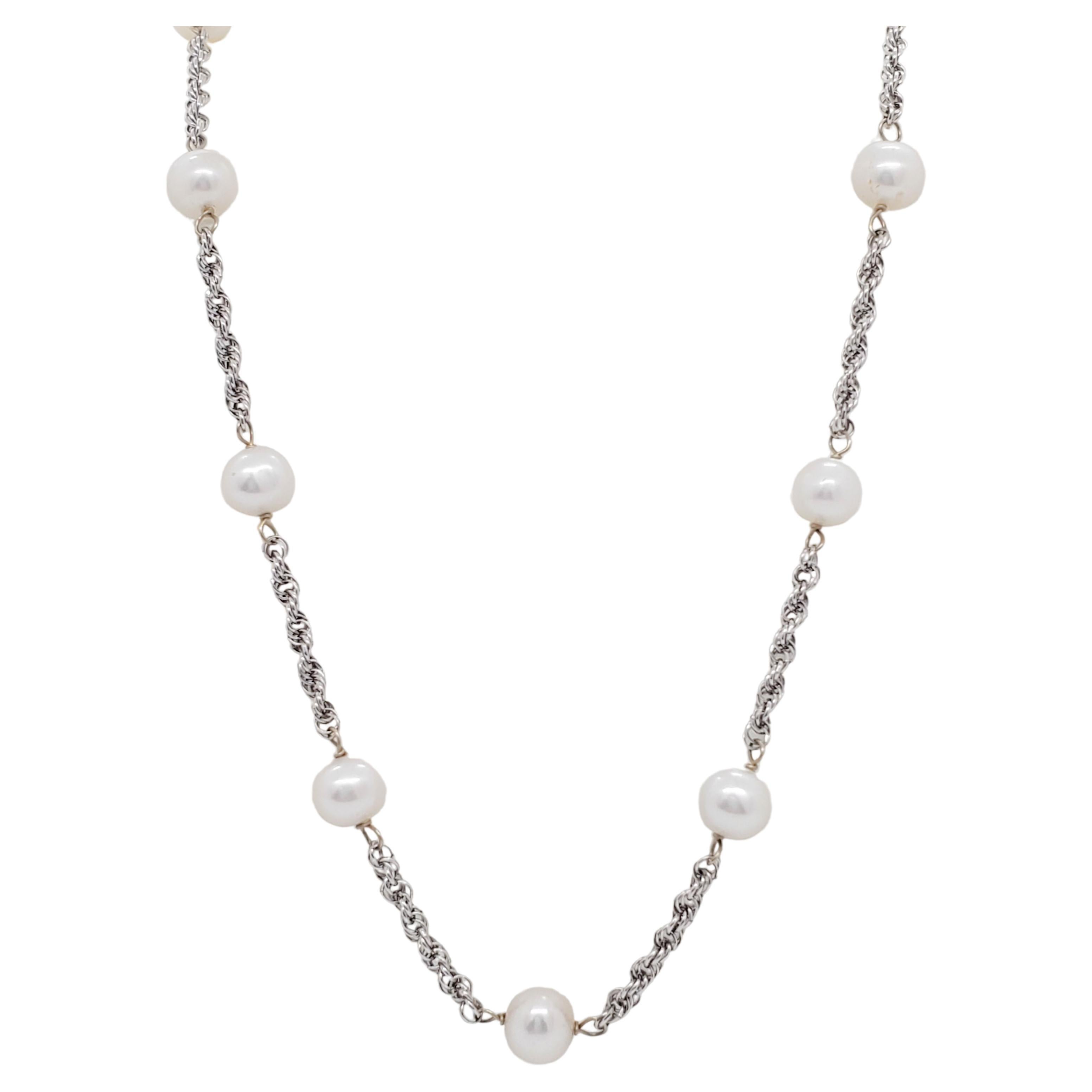 14 Karat "Pearl and Chain" Necklace with Fresh Water Golden Pearls For ...