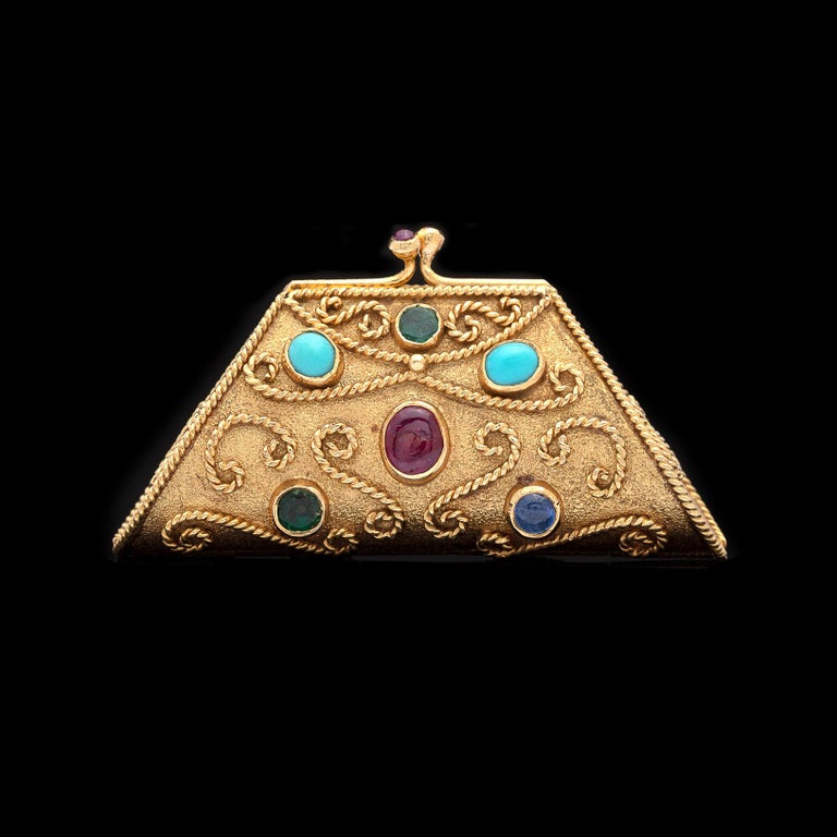 Estate Gem-Set and Gold Pill Box For Sale at 1stDibs