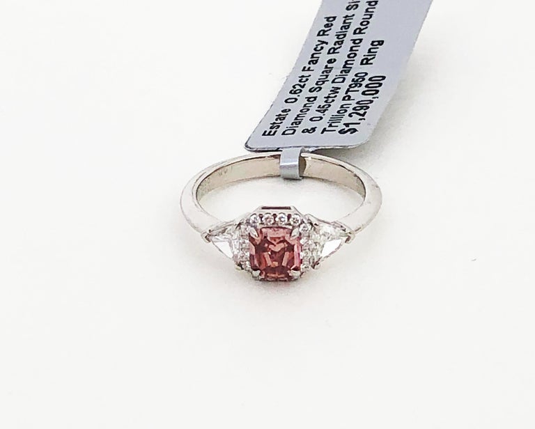 Estate GIA Fancy Red Diamond Square Radiant Ring in Platinum at 1stDibs ...