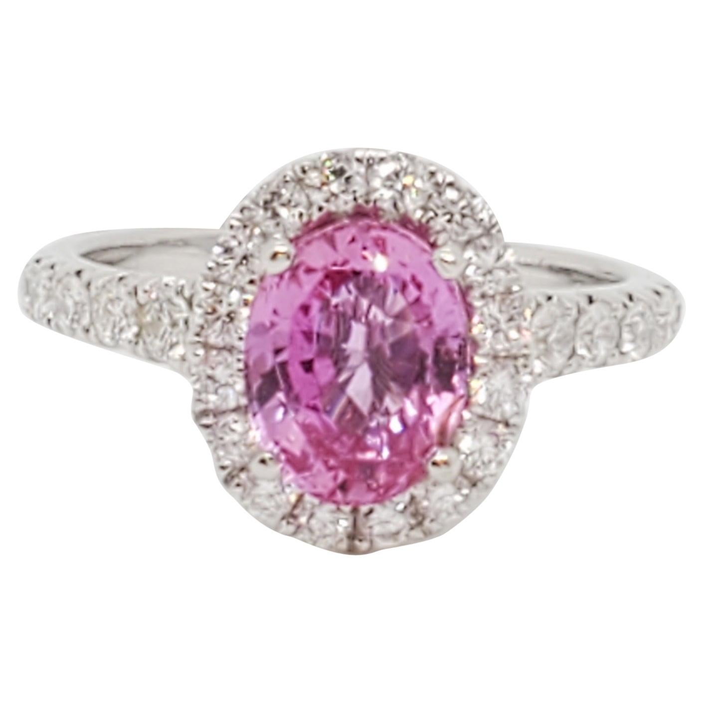 Estate Pink Tourmaline Oval, Pink Sapphire, and White Diamond Ring in ...