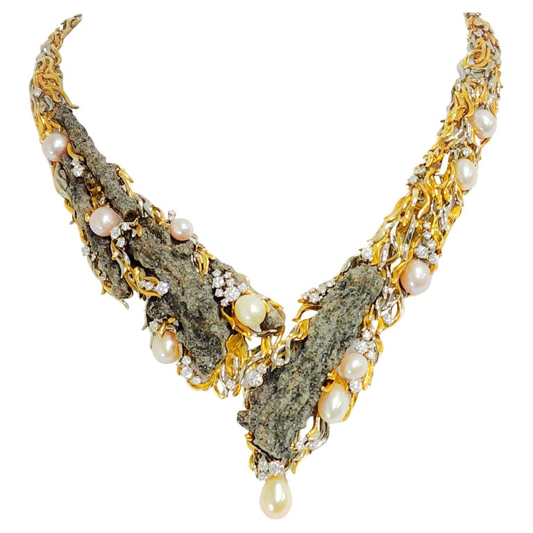 Gilbert Albert Collier en or et diamants (succession) En vente sur 1stDibs