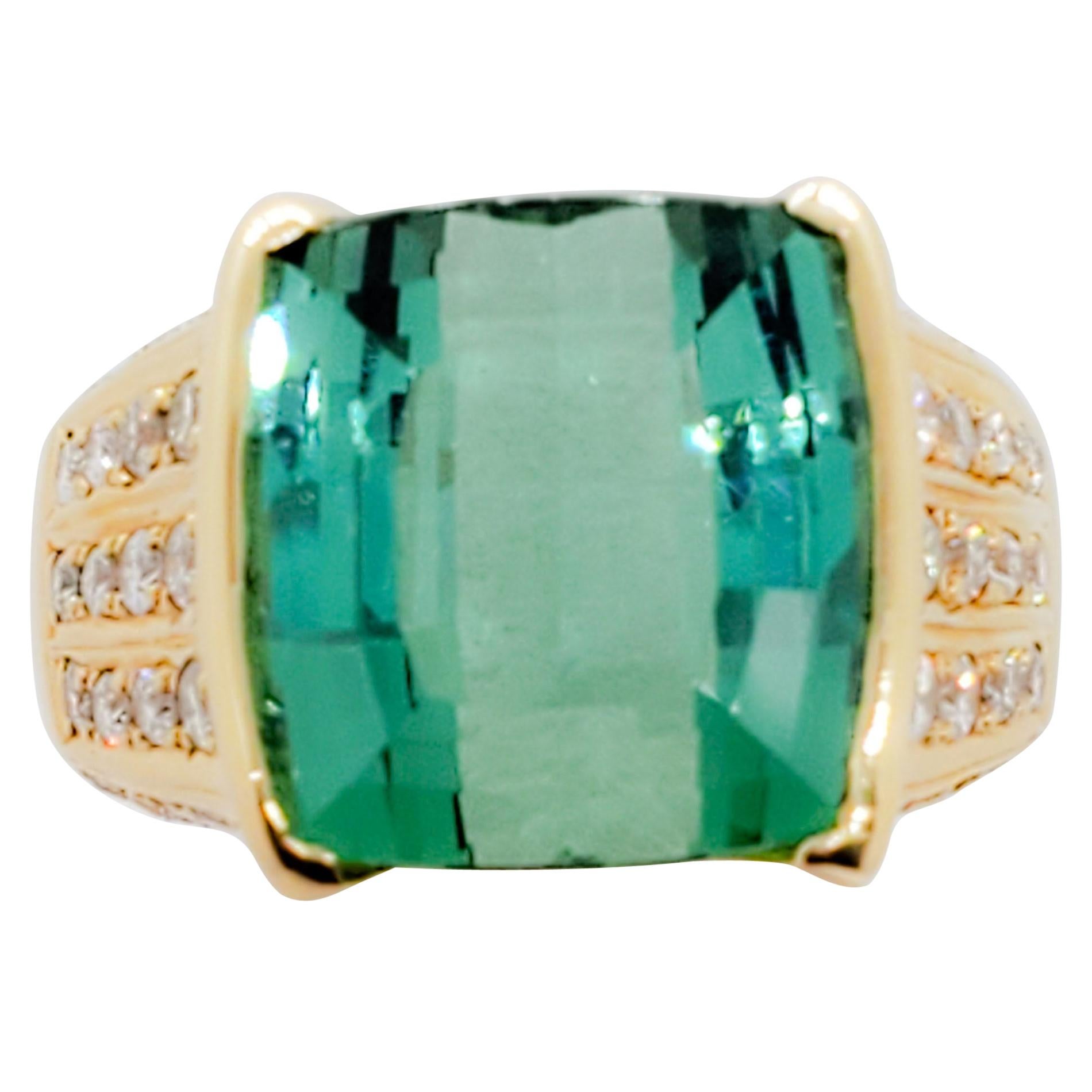 Estate Natural Green Chrome Tourmaline and Diamond Cocktail Ring For ...