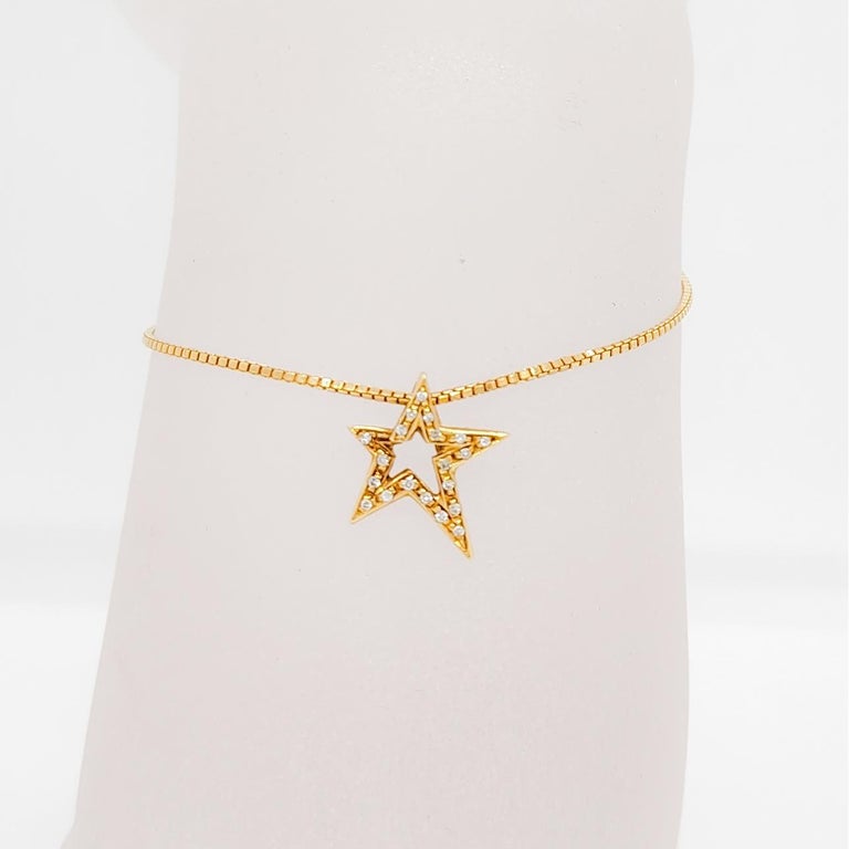 Estate H. Stern White Diamond Star Anklet in 18k Yellow Gold For Sale ...