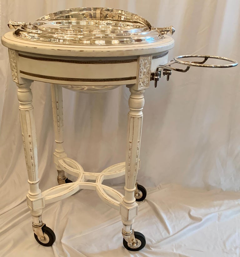 Estate Handmade Silver-Plated Meat Carving Trolley Cart with Alcohol ...