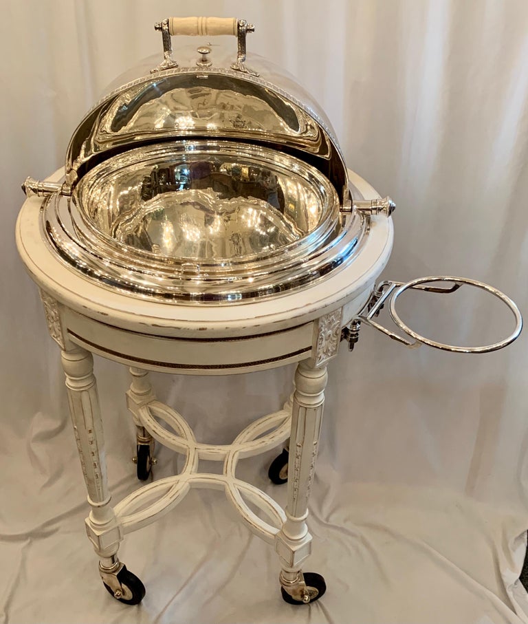 Estate Handmade Silver-Plated Meat Carving Trolley Cart with Alcohol ...