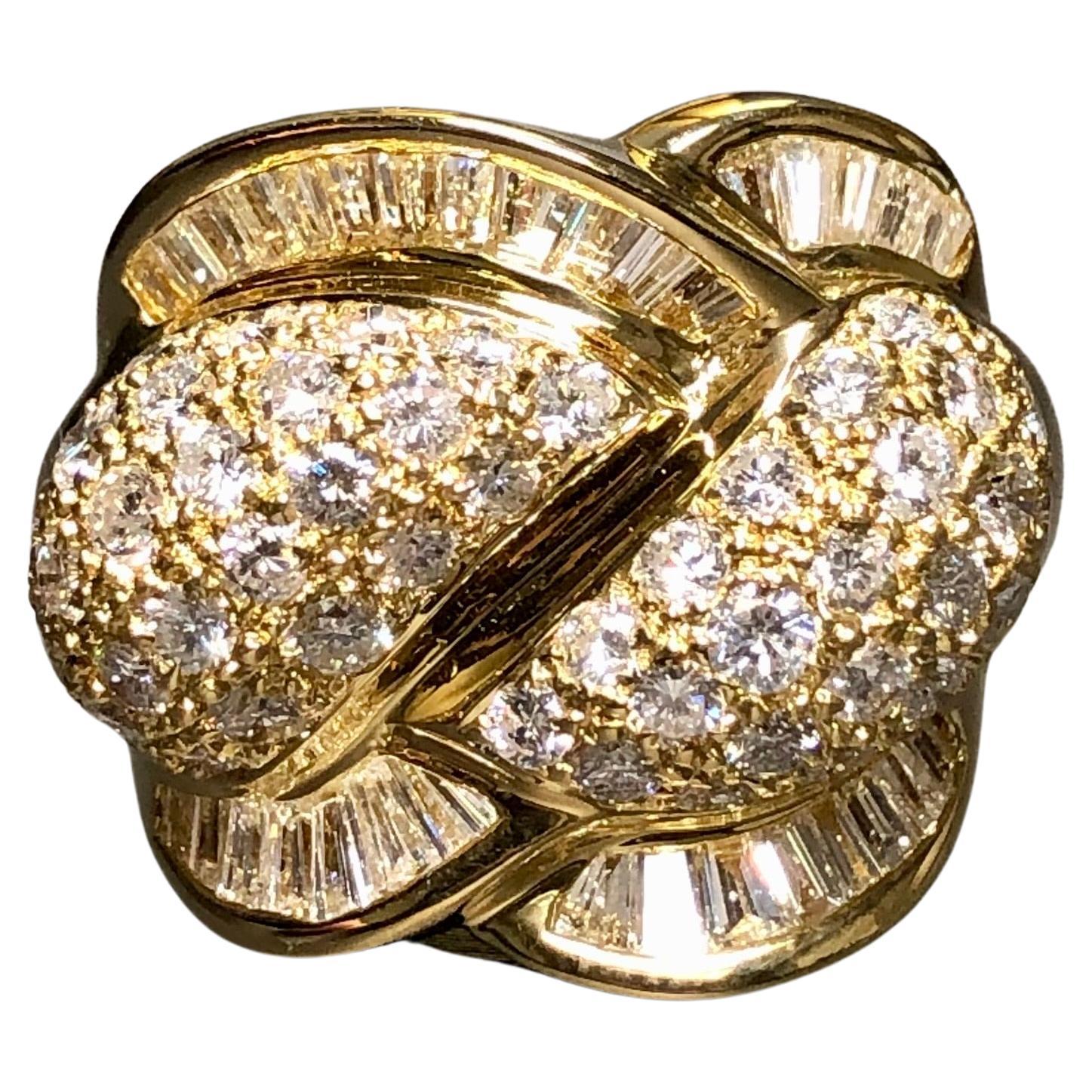 Estate 18K Multicolored Buff Top Sapphire Diamond Floral Cocktail Ring ...