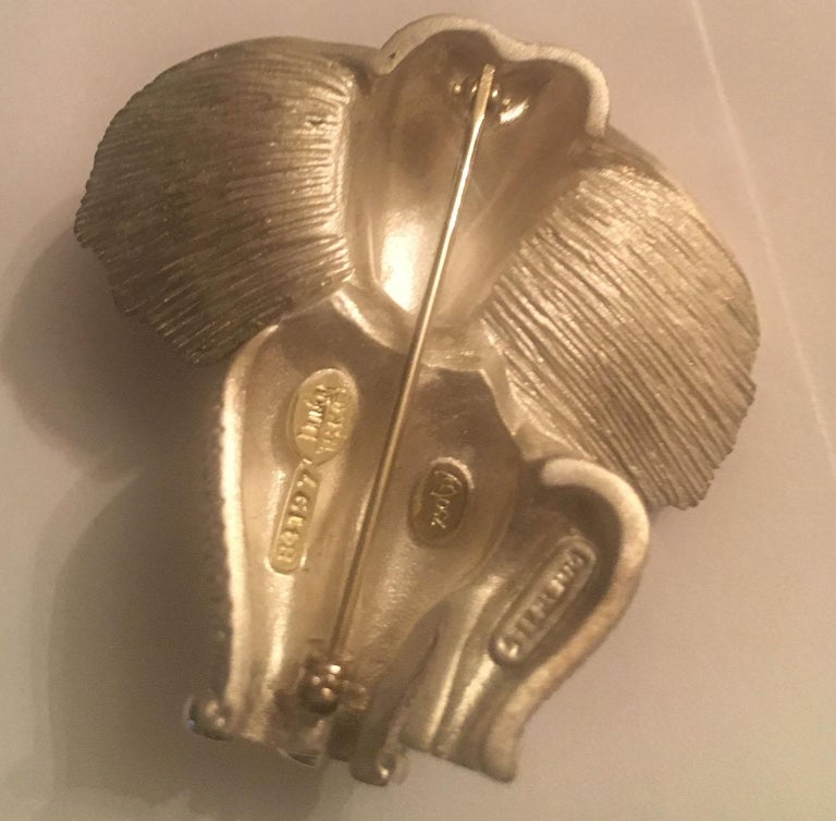 Henry Dunay Elephant Brooch Pin Sterling Silver 18K Estate Fine ...