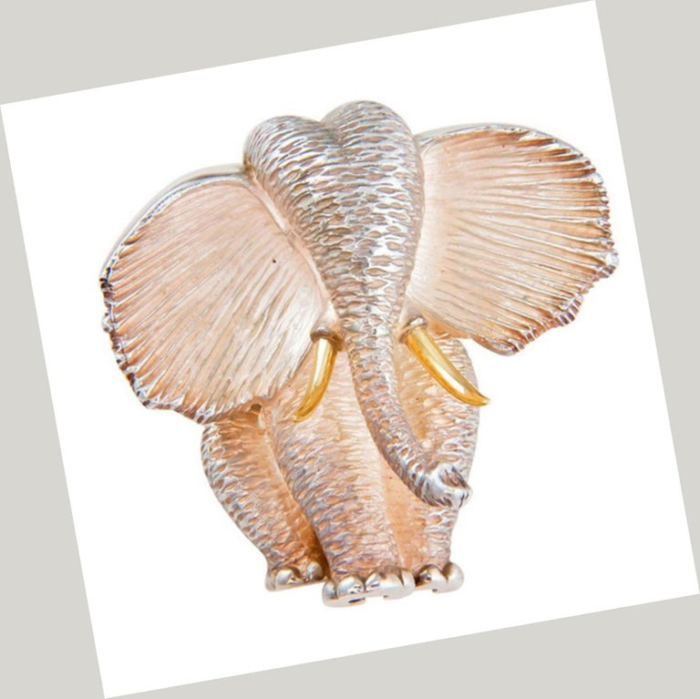 Henry Dunay Elephant Brooch Pin Sterling Silver 18K Estate Fine ...
