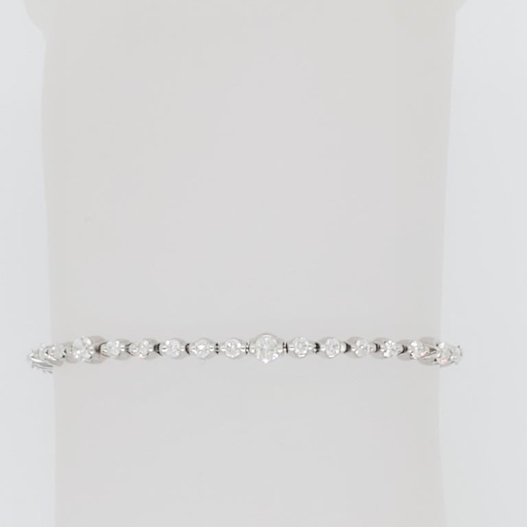 Estate Jafa White Diamond Round Tennis Bracelet in 14k White Gold For ...