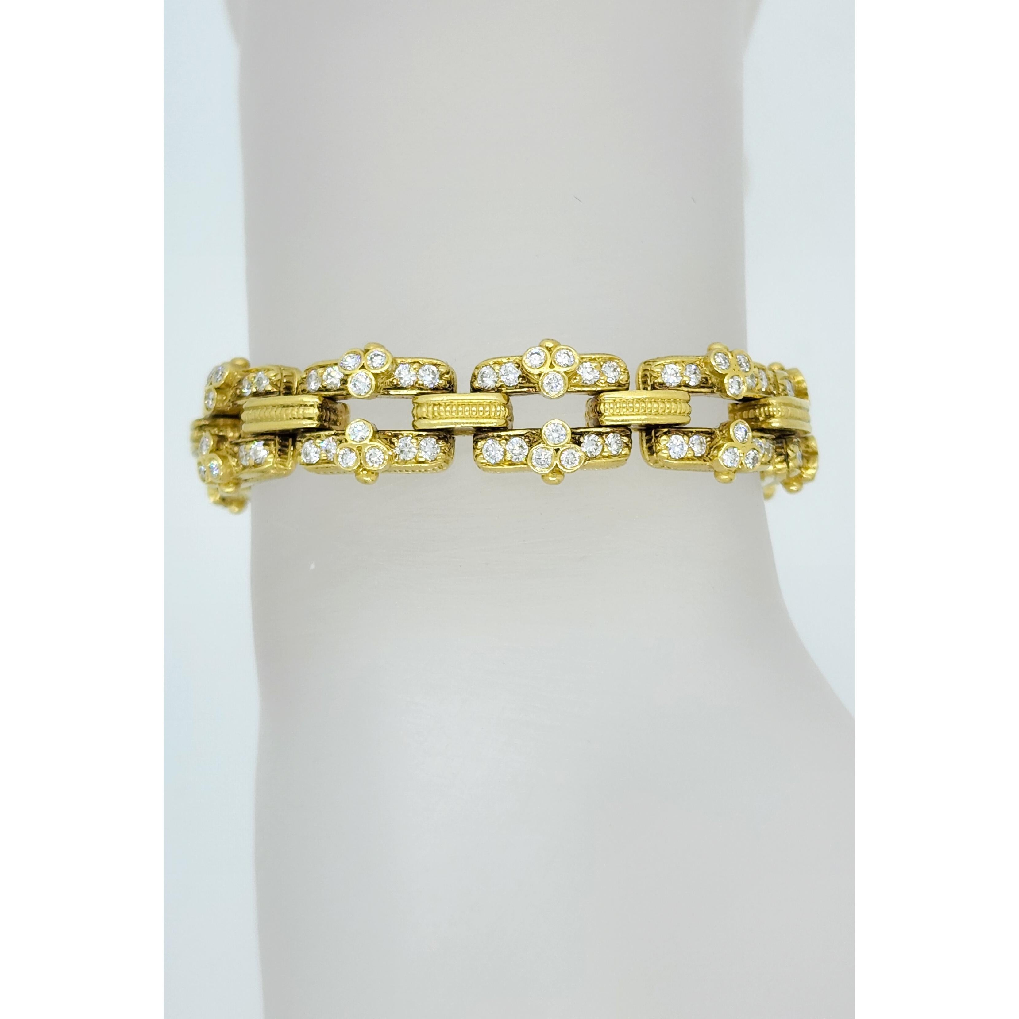 Estate Judith Ripka White Diamond and 18k Yellow Gold Bracelet For Sale ...