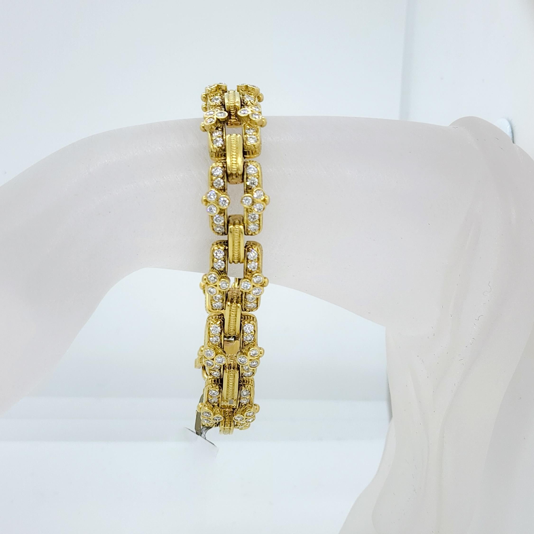 Estate Judith Ripka White Diamond and 18k Yellow Gold Bracelet For Sale ...
