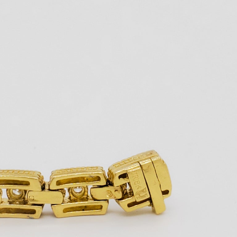 Estate Judith Ripka White Diamond and Gold Bracelet For Sale at 1stDibs