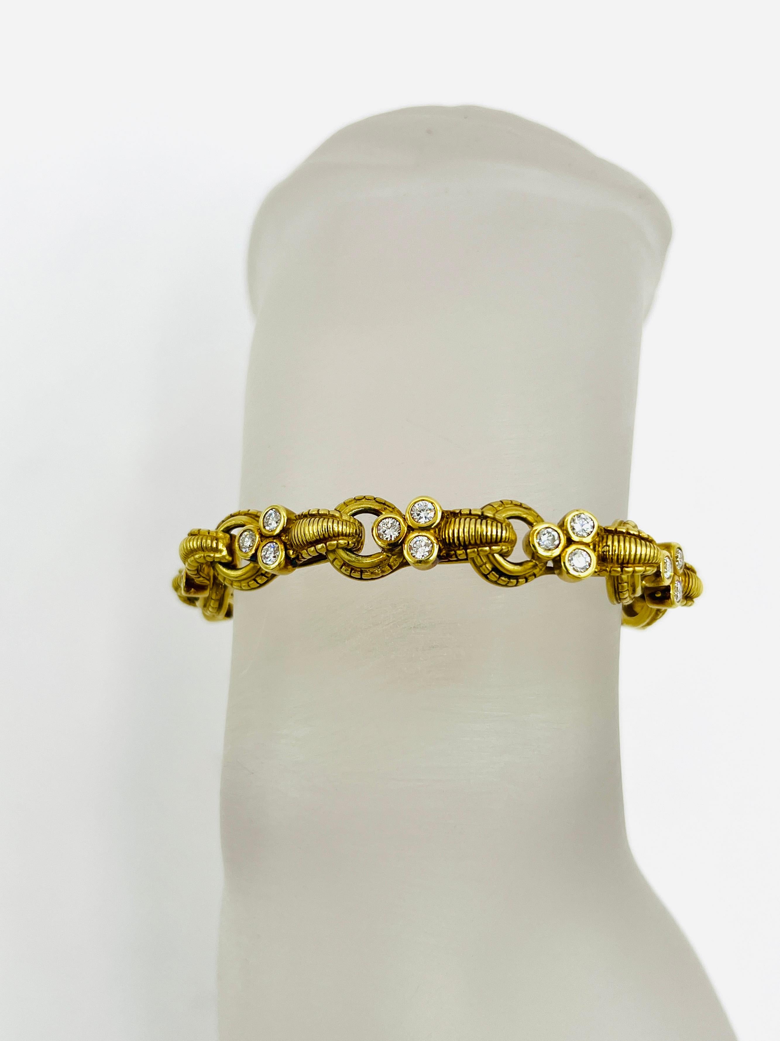 Estate Judith Ripka White Diamond Bracelet in 18K Yellow Gold For Sale ...