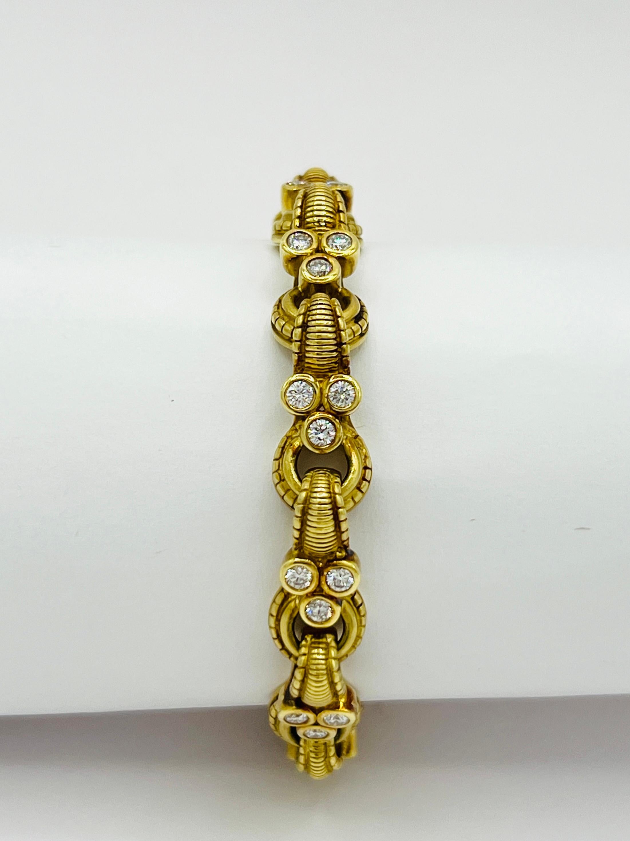 Estate Judith Ripka White Diamond Bracelet in 18K Yellow Gold For Sale ...