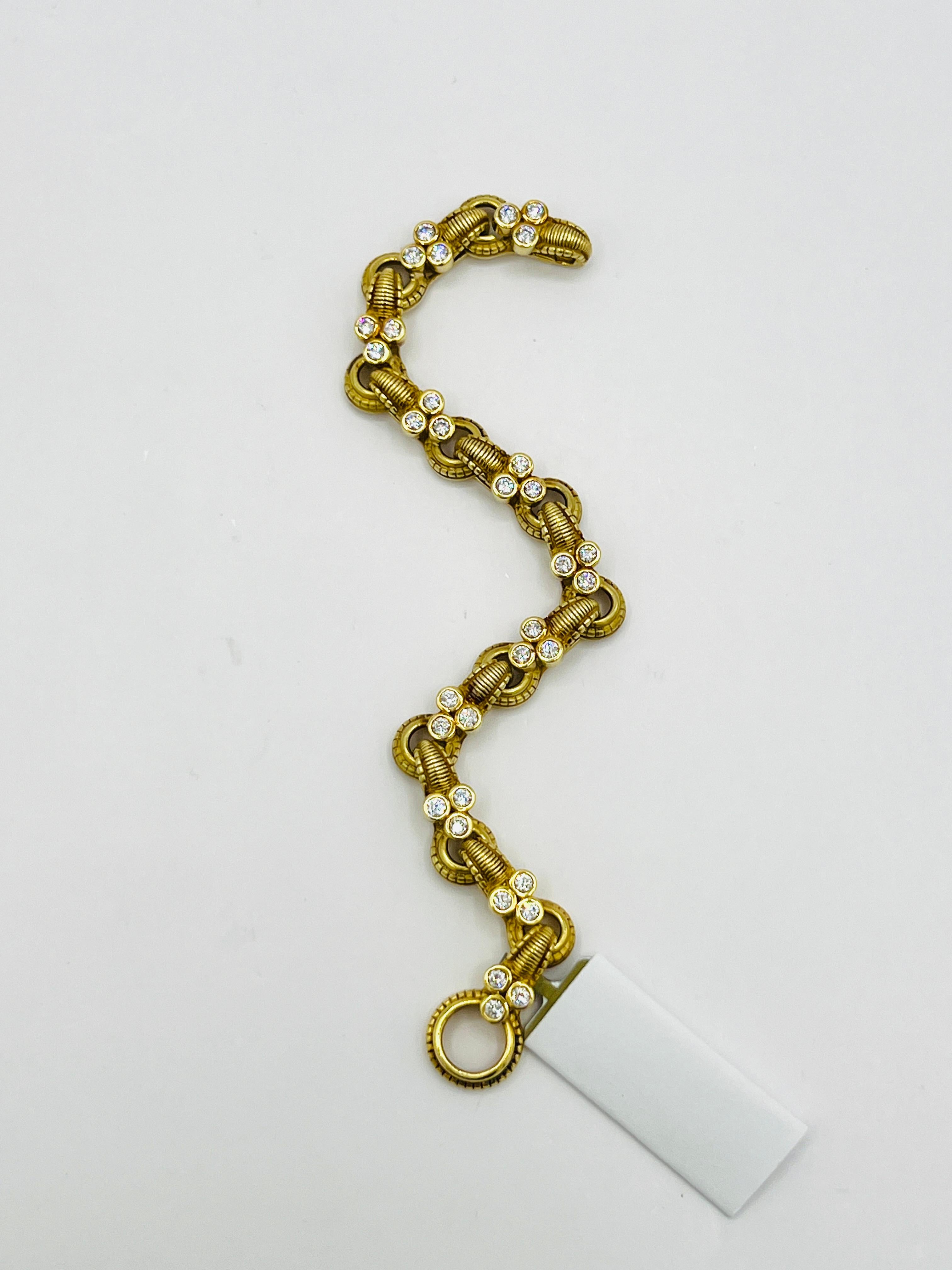 Estate Judith Ripka White Diamond Bracelet in 18K Yellow Gold For Sale ...
