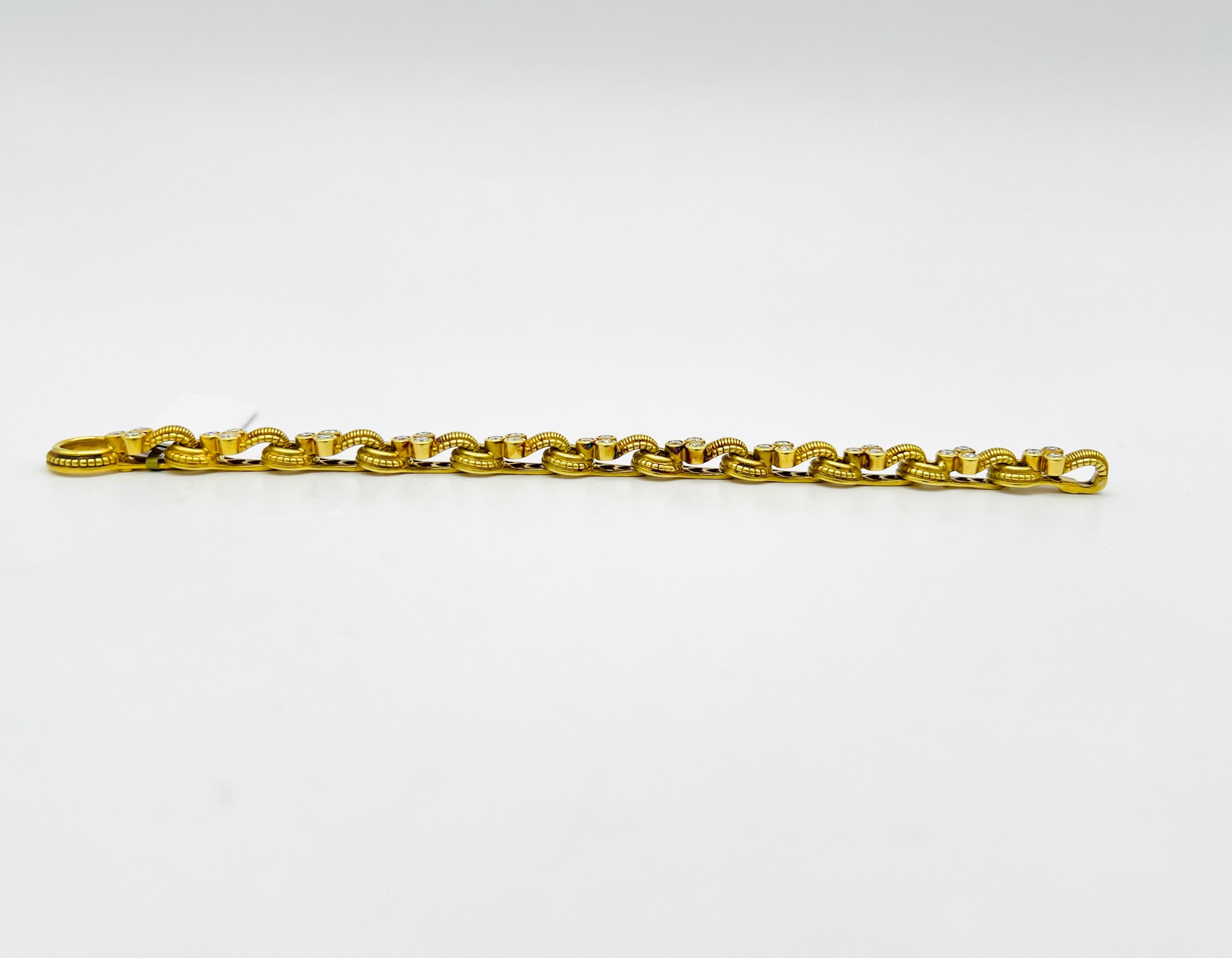 Estate Judith Ripka White Diamond Bracelet in 18K Yellow Gold For Sale ...