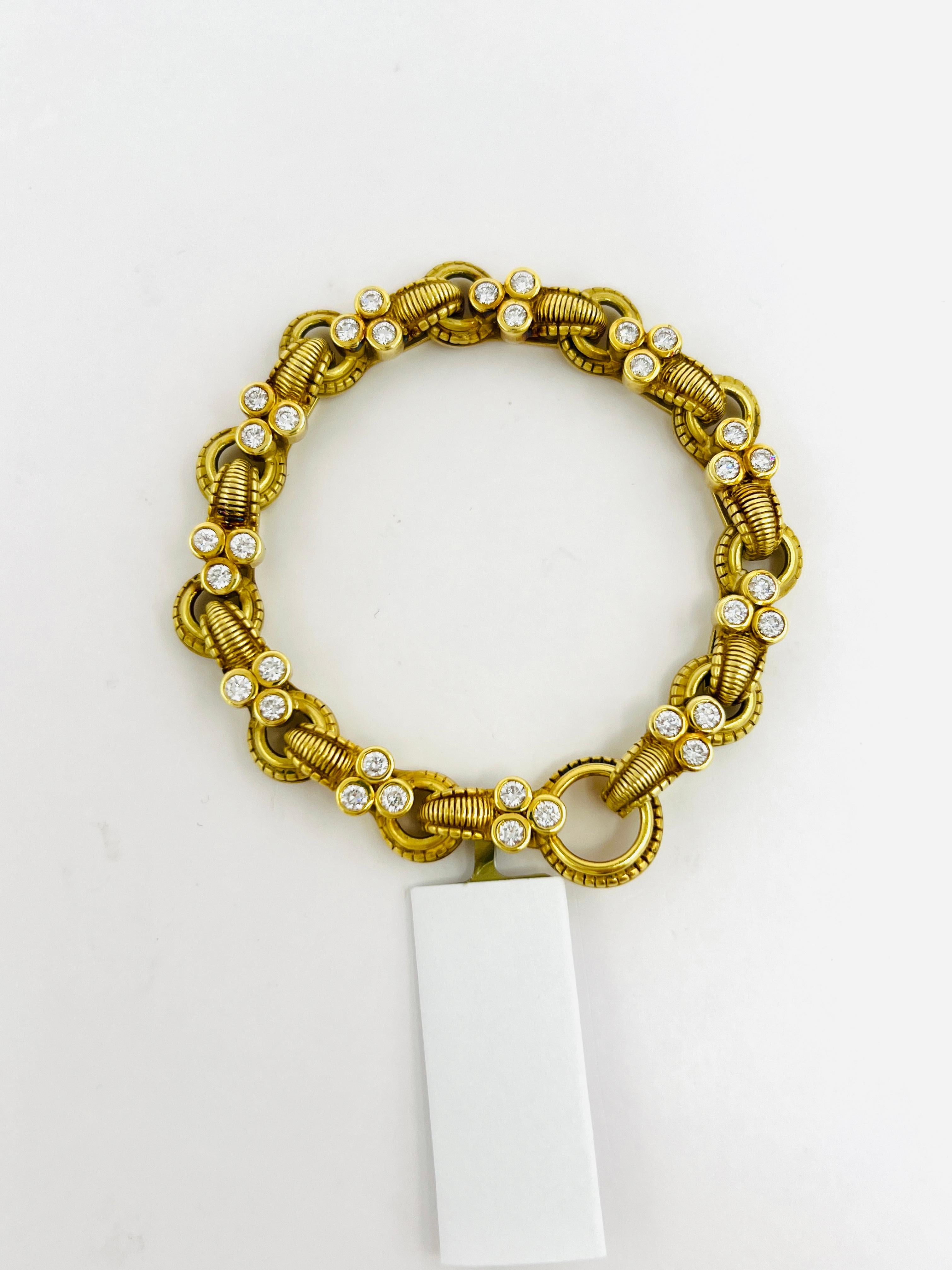 Estate Judith Ripka White Diamond Bracelet in 18K Yellow Gold For Sale ...