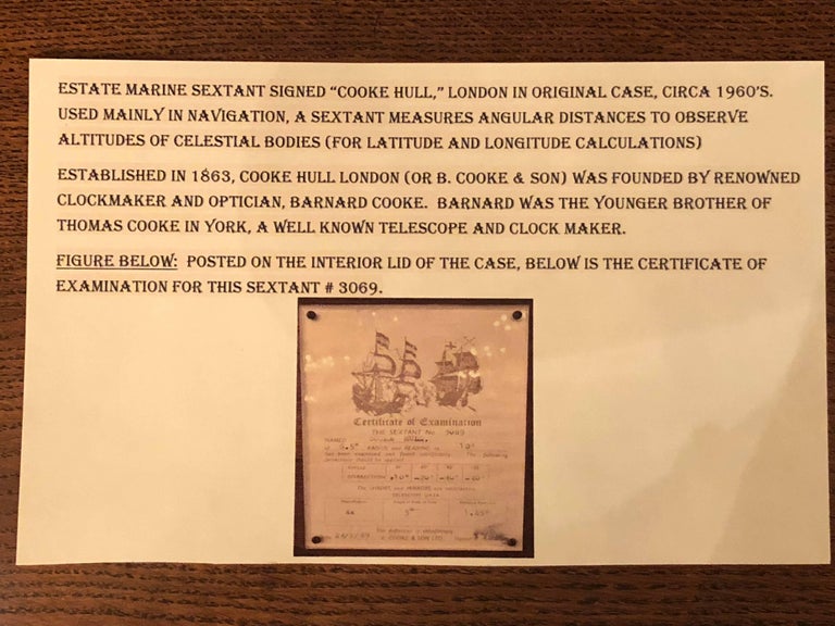 Estate Marine Sextant Signed "Cook Hull," London in Original Case ...