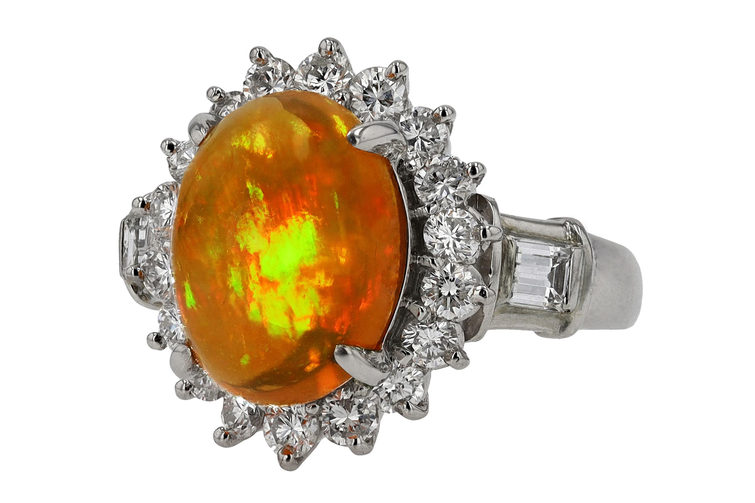 Estate Mexican Fire Opal Diamond Cocktail Ring at 1stDibs | mexican ...