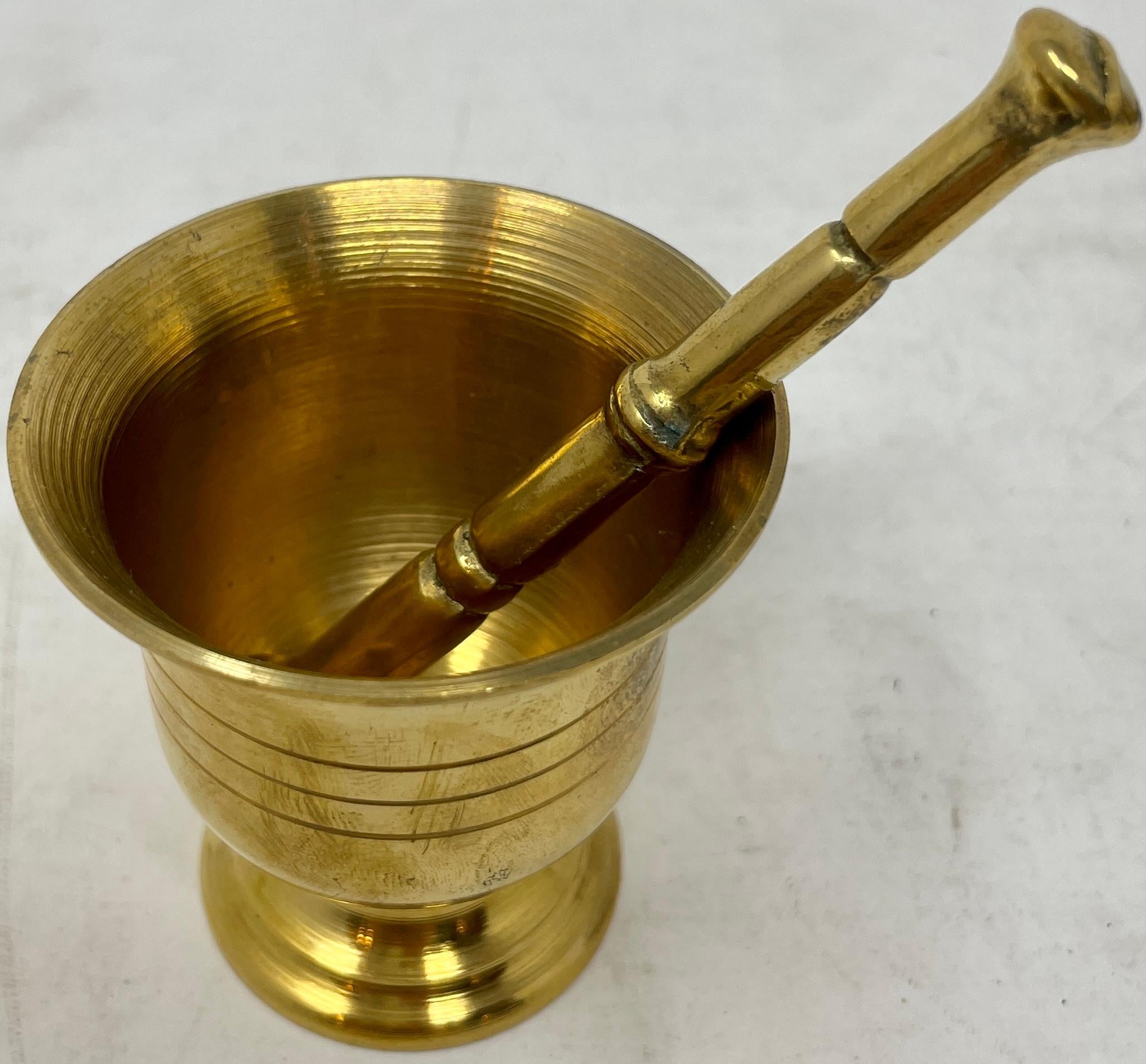 Estate Miniature Solid Brass Mortar and Pestle, Circa 1930's at 1stDibs
