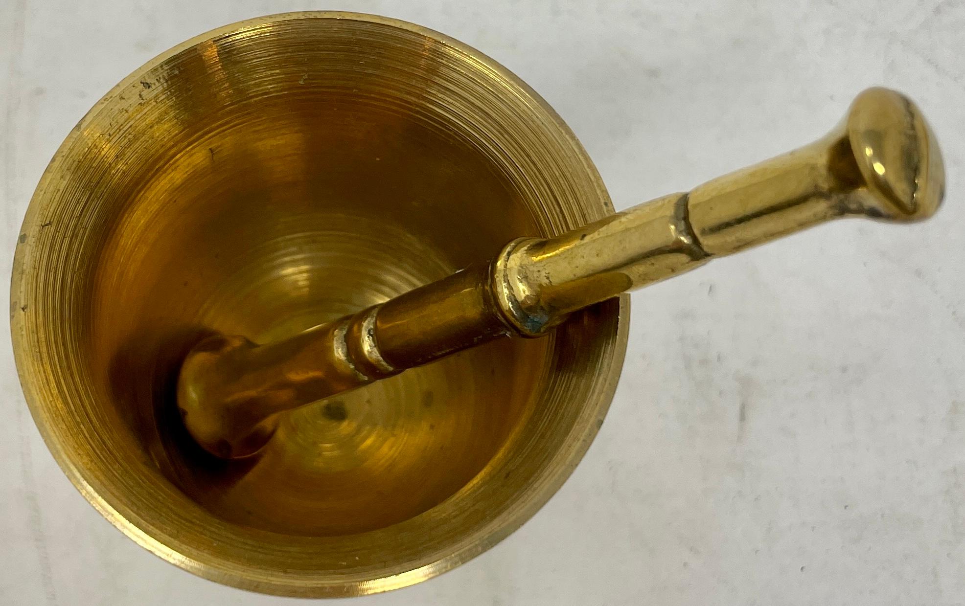 Estate Miniature Solid Brass Mortar and Pestle, Circa 1930's at 1stDibs