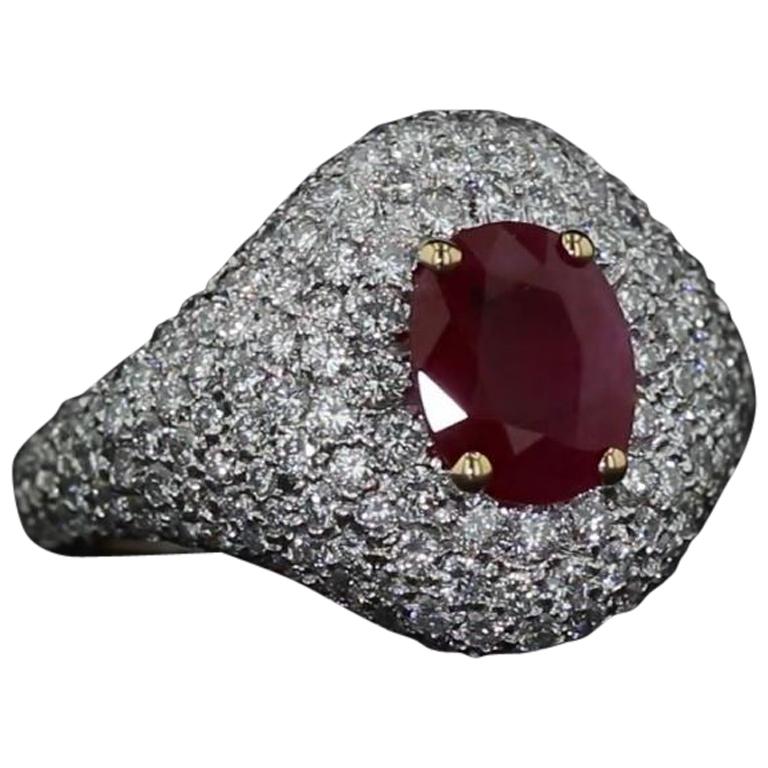 Ruby and Diamond Pave Disc Ring For Sale at 1stDibs | ruby pave rings