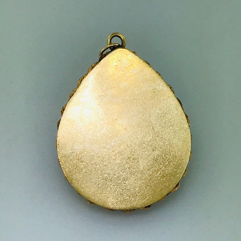 Estate Vintage Locket Pear Shape Amethyst Seed Pearl Pendant with Chain ...
